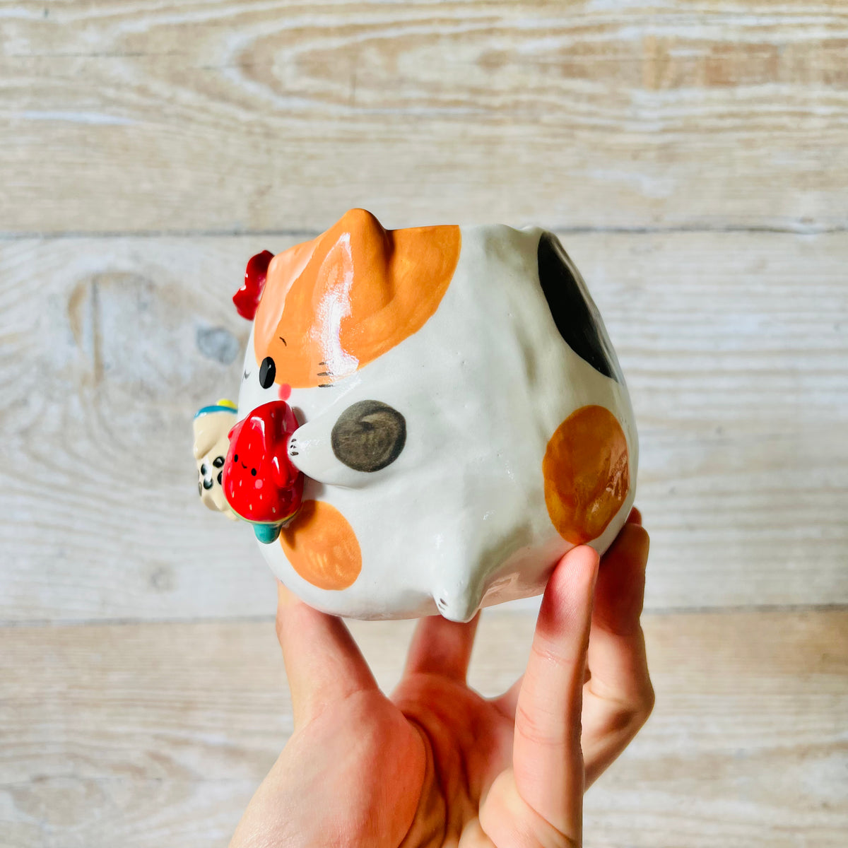 SPOTTY cat pot with BBT and watermelon friends – Muld Pottery