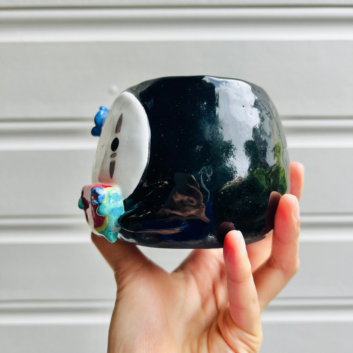 No Face mug with watermelon friend – Muld Pottery